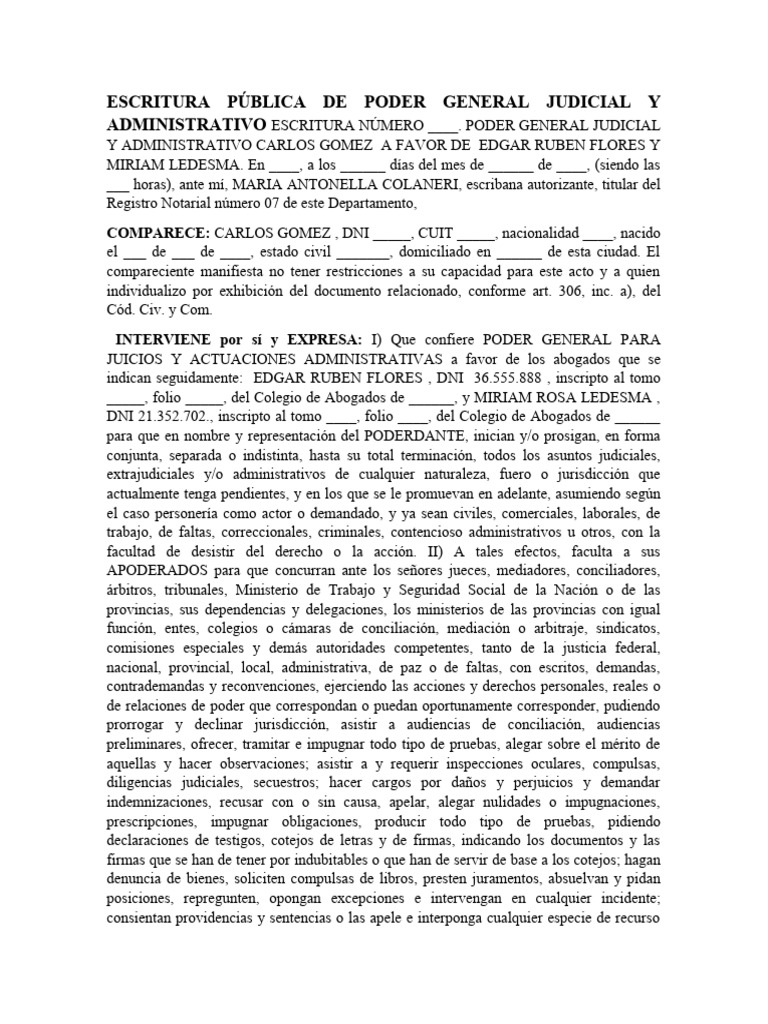 Poder General Judicial y Administrativo | PDF | Daños y perjuicios ...