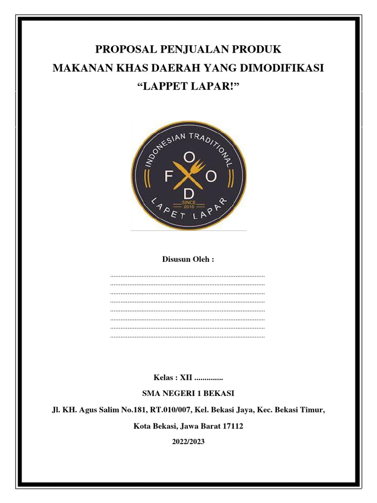 Contoh Proposal Penjualan Produk Makanan Khas Daerah Yang Dimodi | PDF