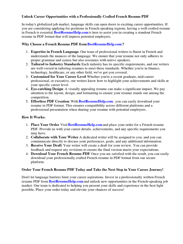 Resume in French PDF | Download Free PDF | Résumé | Mentorship