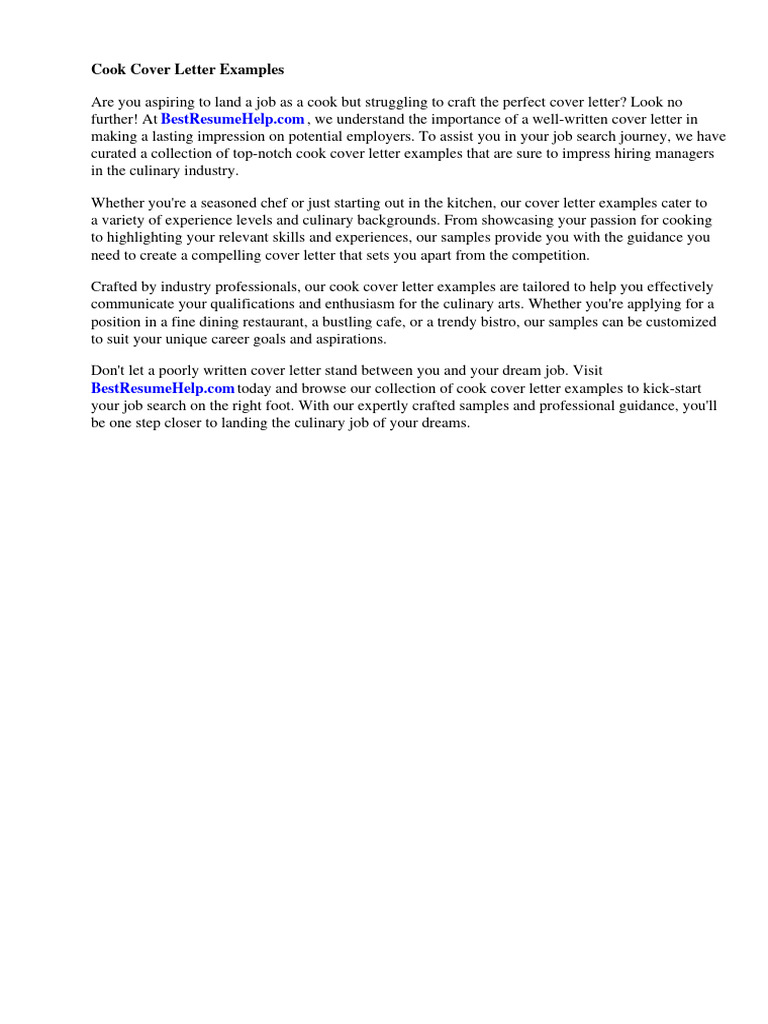 Cook Cover Letter Examples | PDF | Résumé | Recruitment