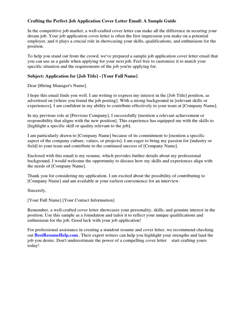 Job Application Cover Letter Email Sample | PDF | Résumé