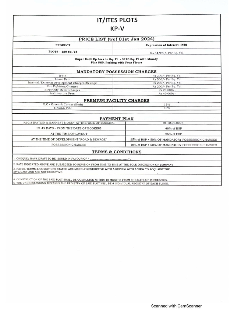 IT Plots Price List | PDF