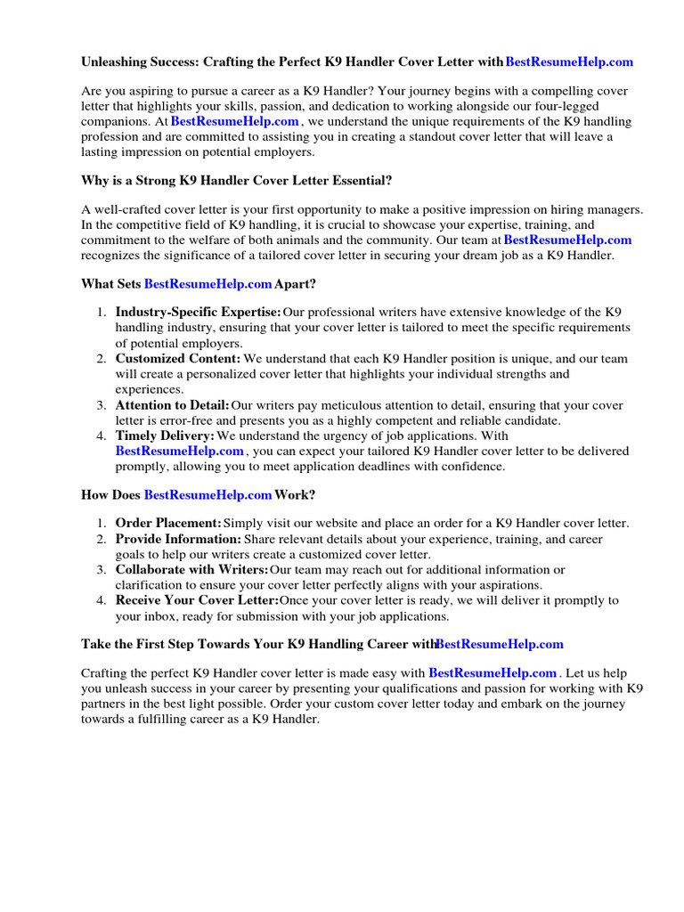 K9 Handler Cover Letter | Download Free PDF | Police Dog | Dogs