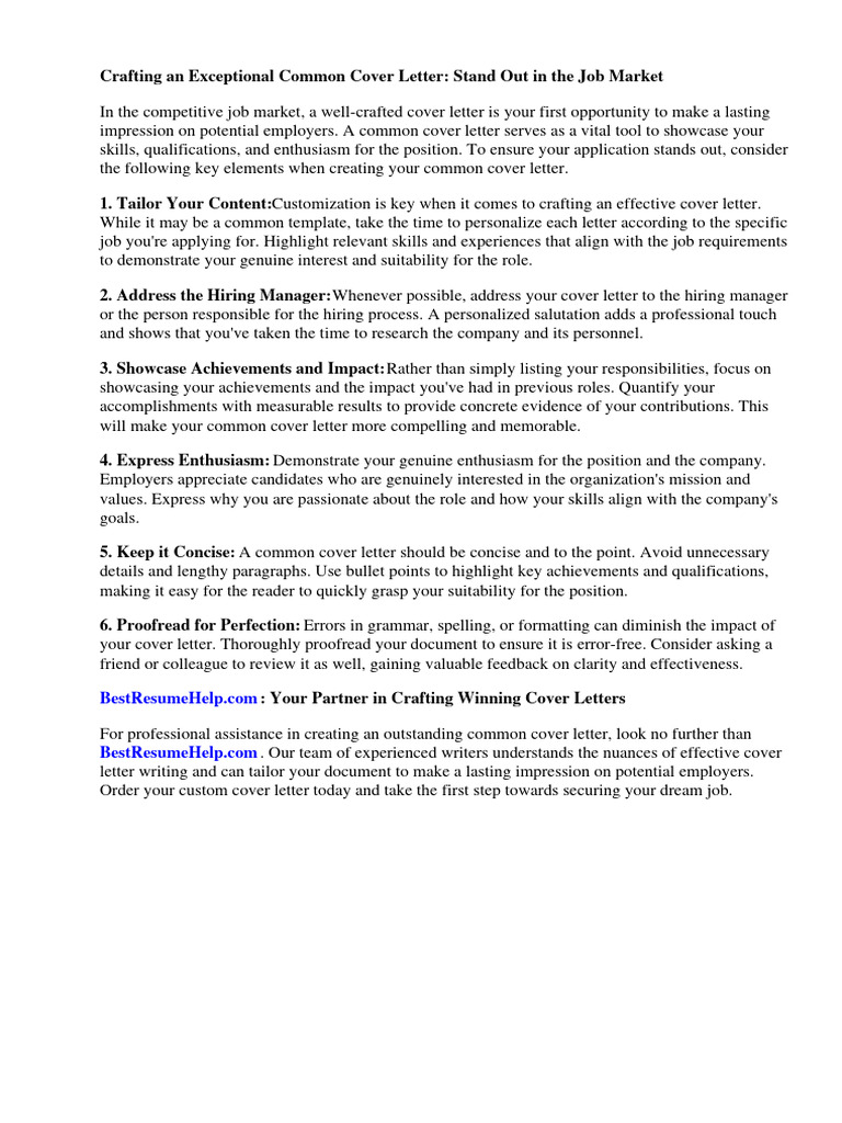 Common Cover Letter Sample | PDF | Résumé