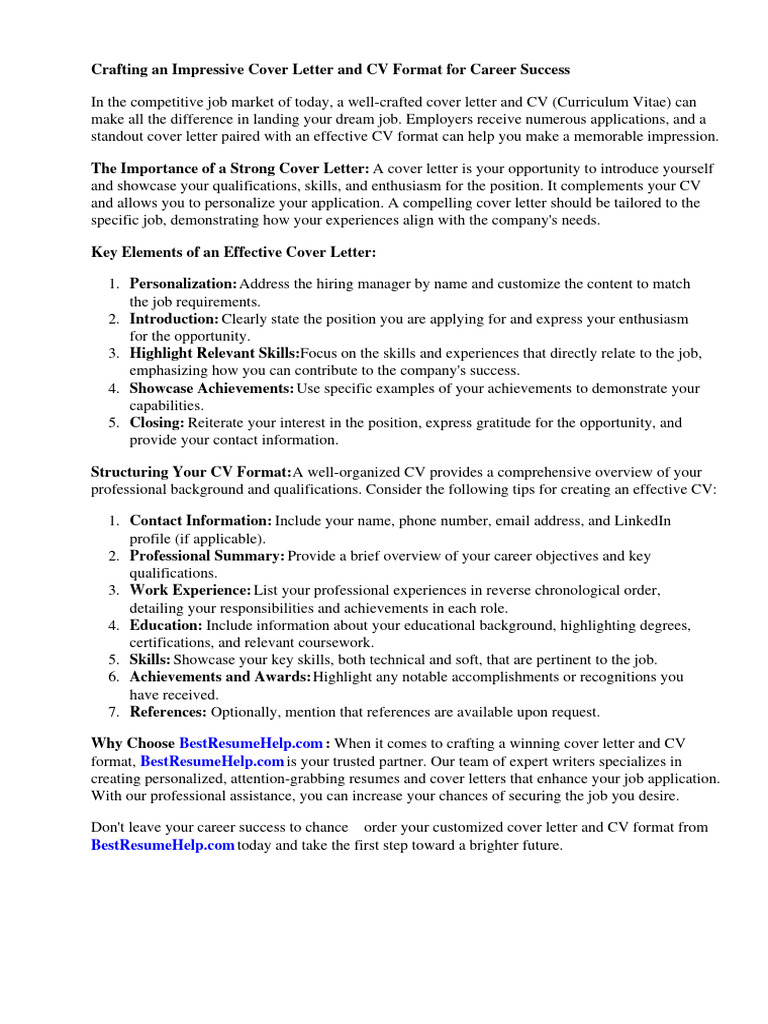 Cover Letter With Cv Format | PDF | Résumé