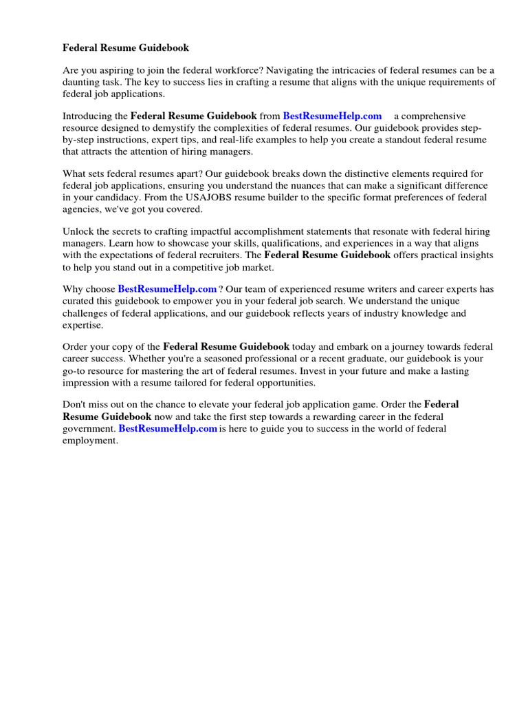 Federal Resume Guidebook | PDF | Résumé