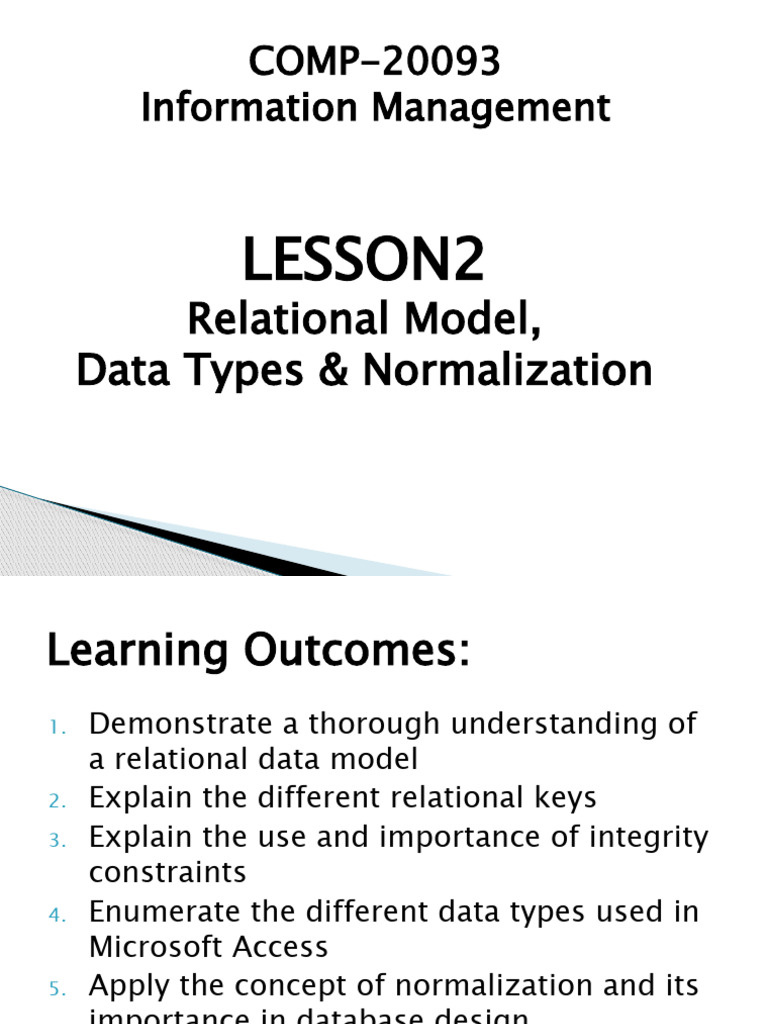 Lesson2 Relational Model Data Types Normalization | Download Free PDF | Relational Model | Data Type