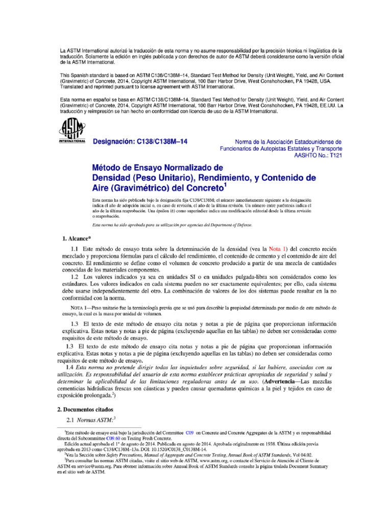 Astm C138 | PDF