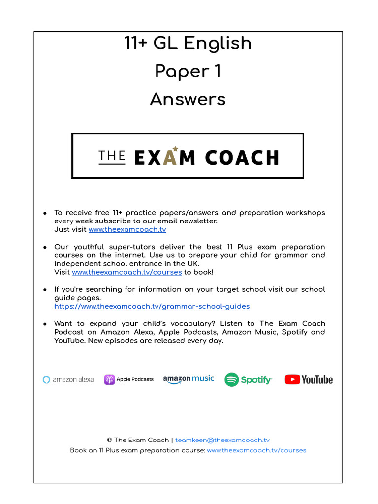 The Exam Coach GL English Paper 1 Answers | Download Free PDF | Writing | Language Mechanics