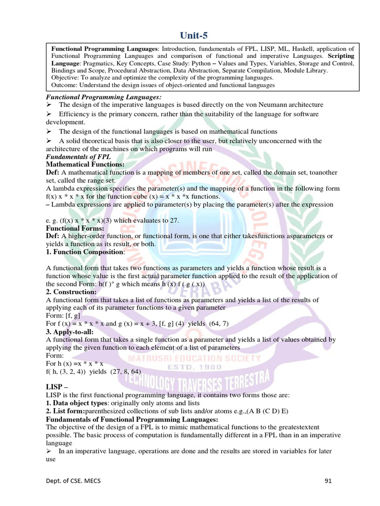 PPL Unit-5 | PDF | Functional Programming | Scope (Computer Science) PPL Unit-5 | PDF | Functional Programming | Scope (Computer Science)
