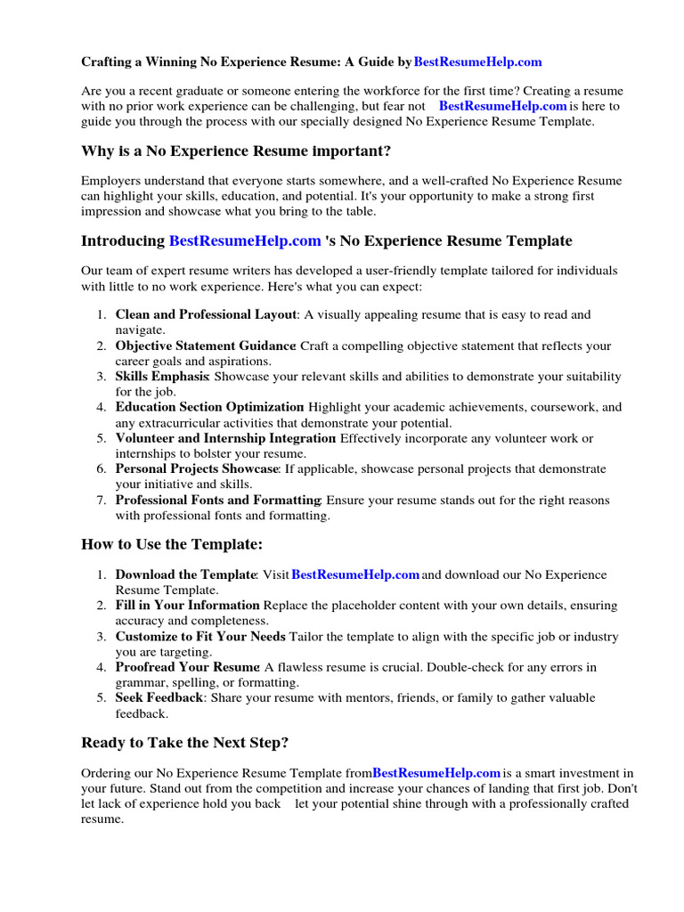 No Experience Resume Template | Download Free PDF | Résumé | Recruitment