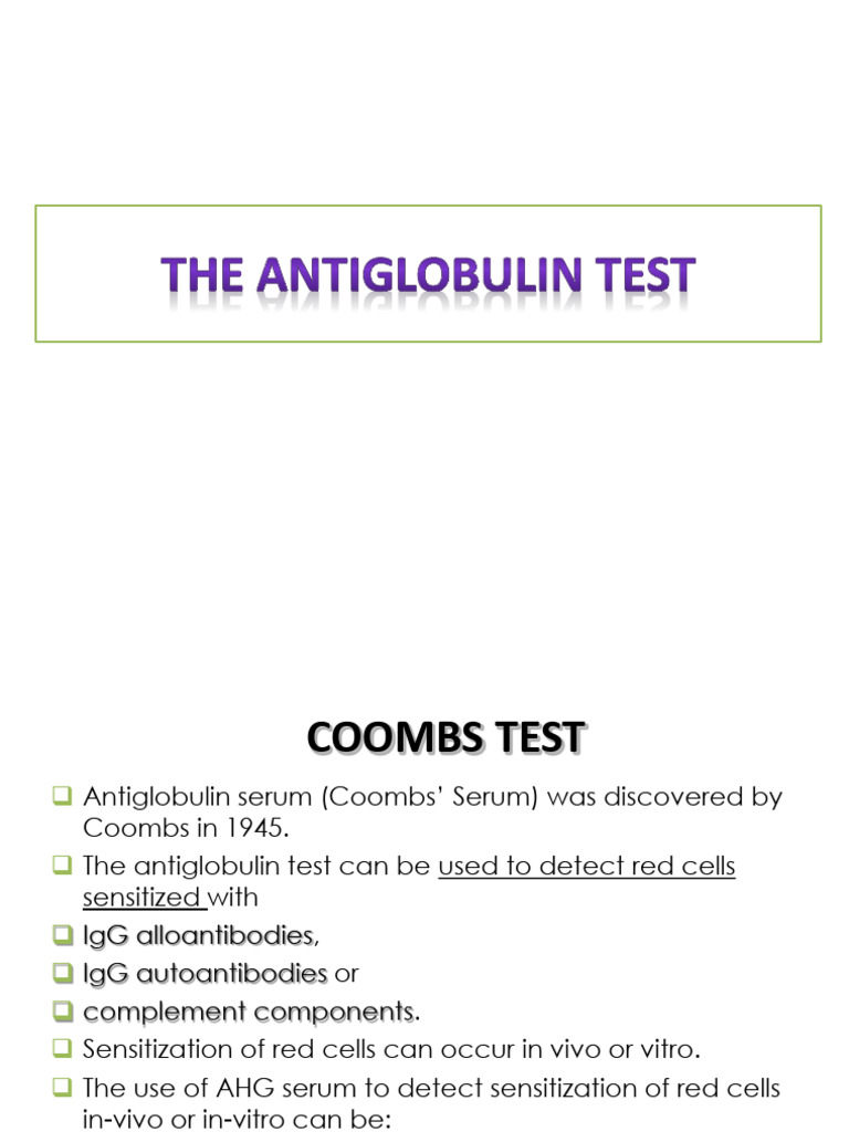 Coombs Test | PDF | Tissue (Biology) | Vertebrates