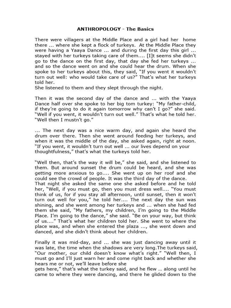 Anthropology - The Basics (Chapter I) | PDF | Anthropology | Cultural ...