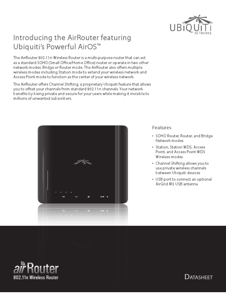 AirRouter Datasheet | PDF | Computers
