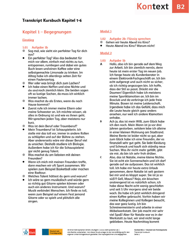 Kontext B2-1 KB Transkript | PDF