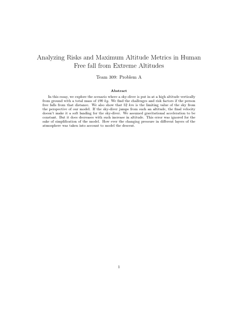 Analyzing Riskes and Maximum Altitude Metrics in Human Free Fall From ...