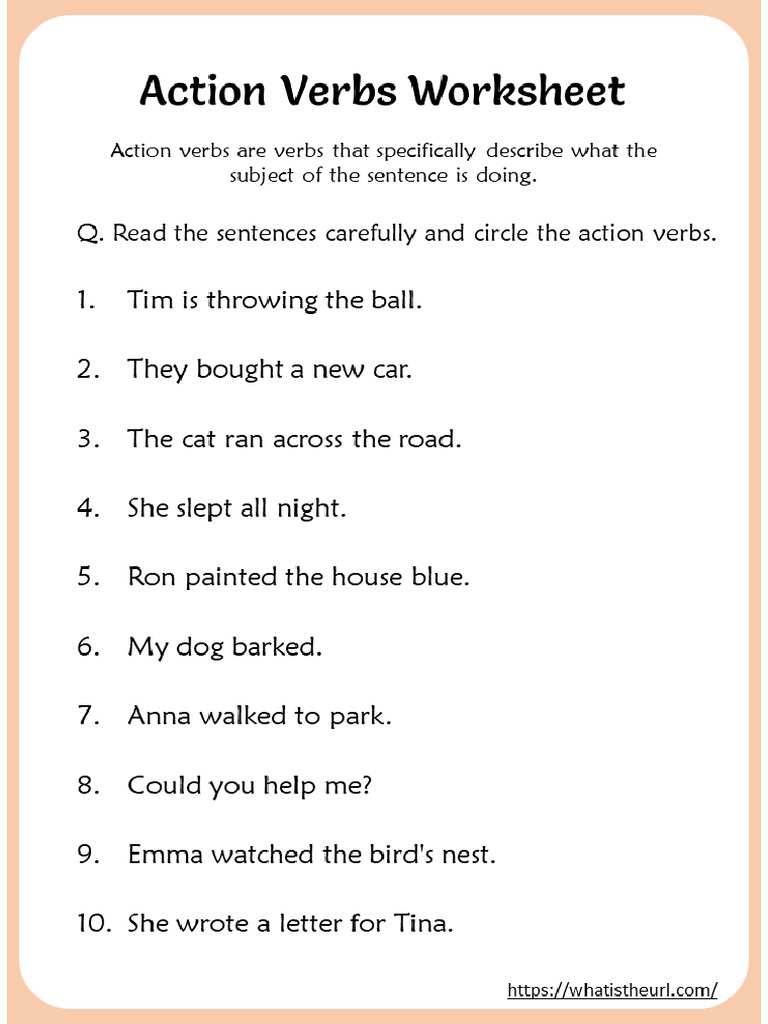 Action Verbs Worksheet | PDF