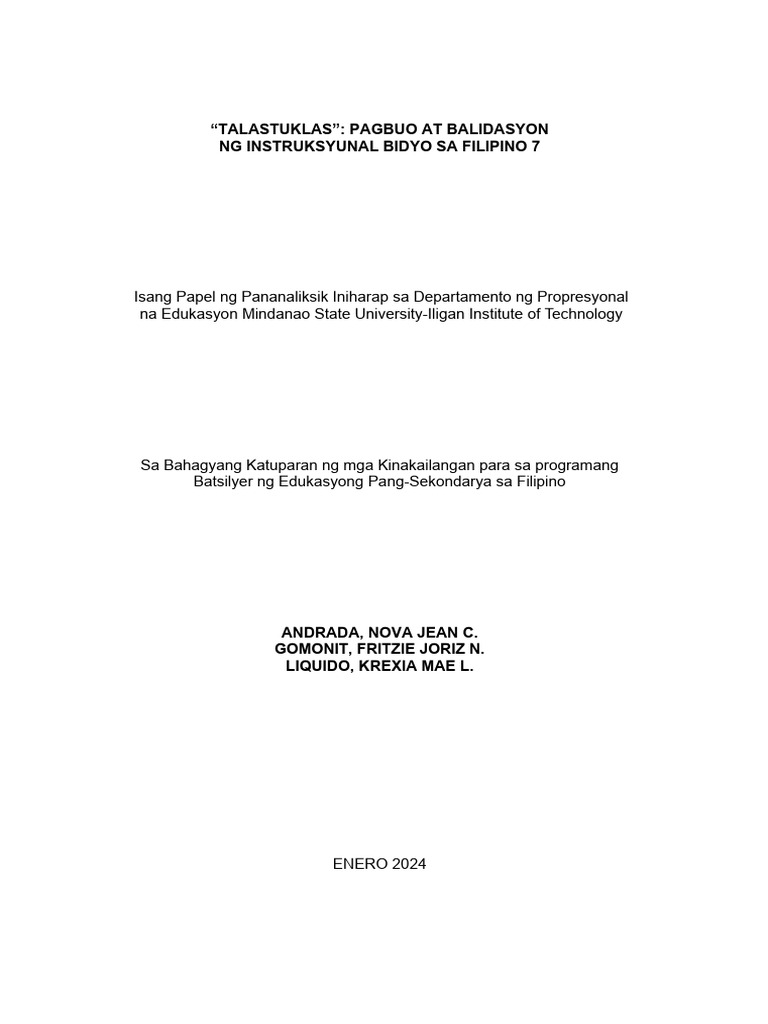 Papel Pananaliksik Sa Filipino BSEd Filipino 2nd Copy 1 | PDF