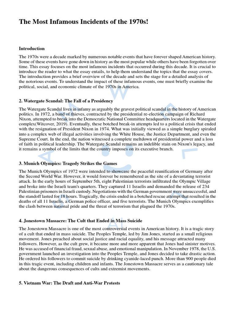 The Most Infamous Incidents of The 1970s! | PDF | Watergate Scandal ...