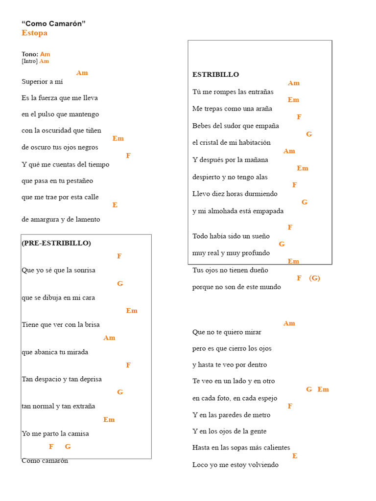 Como Camarón - ESTOPA | PDF