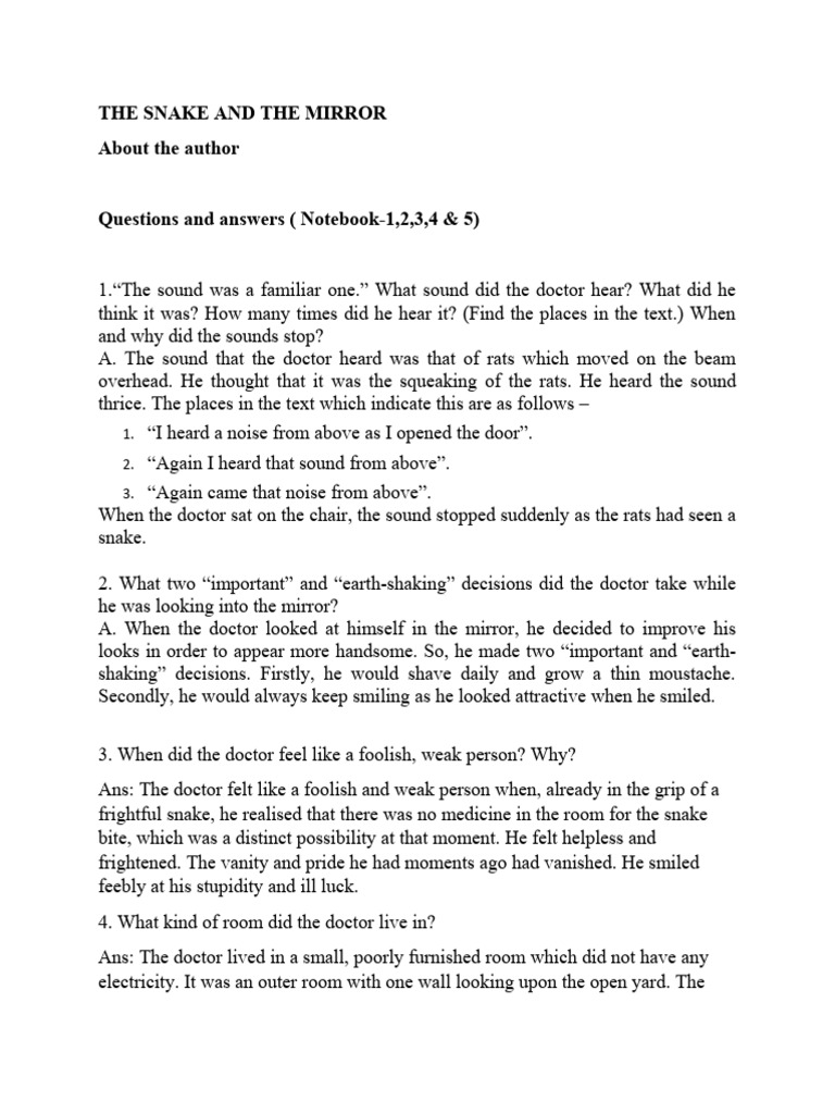 Notes-Snake and The Mirror | PDF