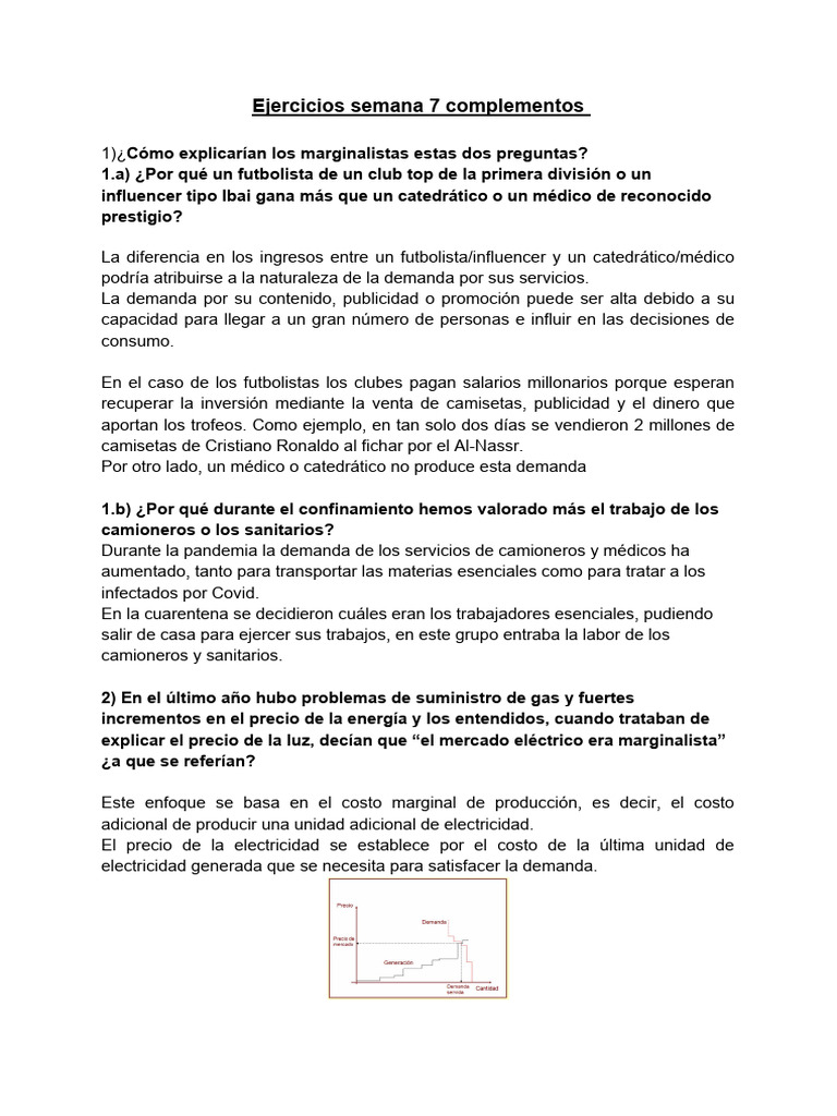Ejercicios Semana 7 Complementos | PDF | Excedente económico | Utilidad marginal