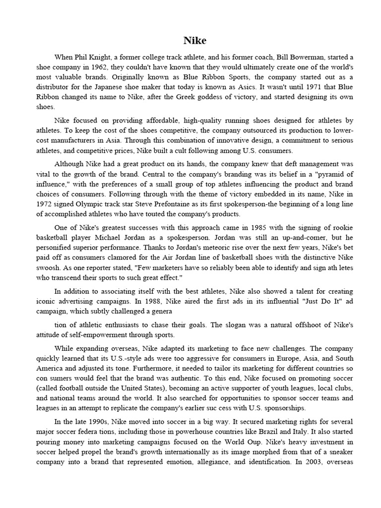 Chaper 1 - Case Study - Nike | PDF