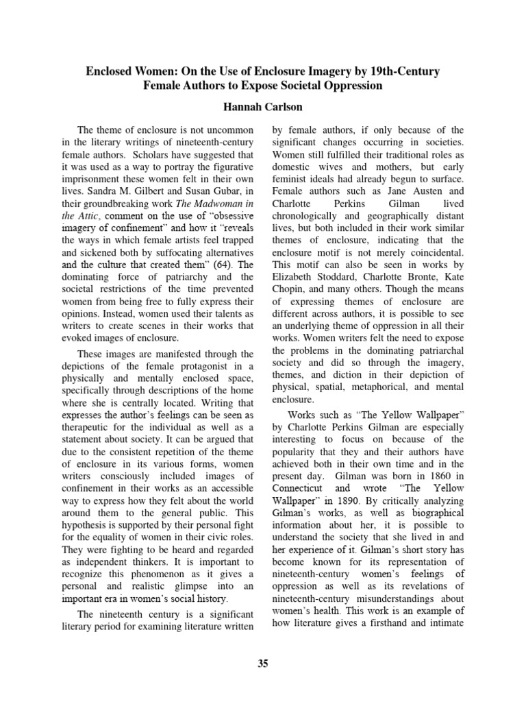 19th-Century Female Literary Enclosure | PDF | The Yellow Wallpaper ...