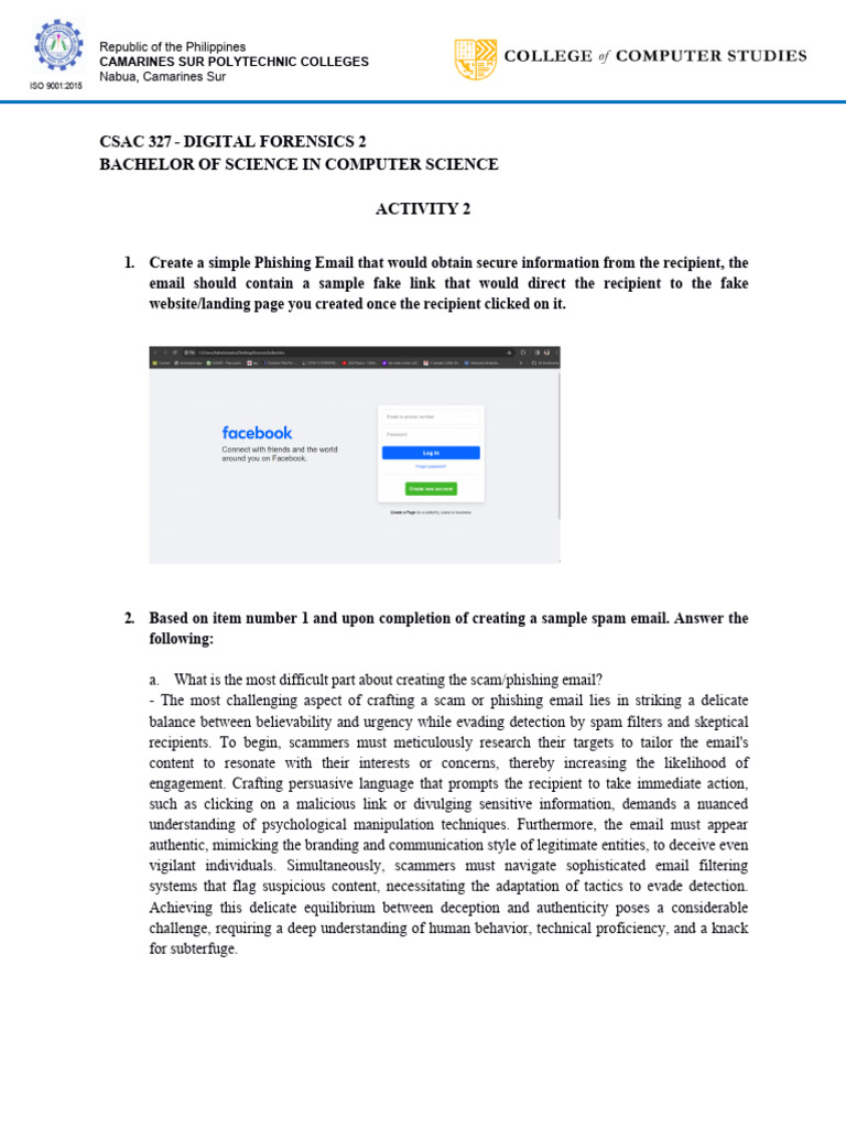 Activity 2 - Digital Forensics - Damot - Jomar - P. | PDF | Phishing | Security