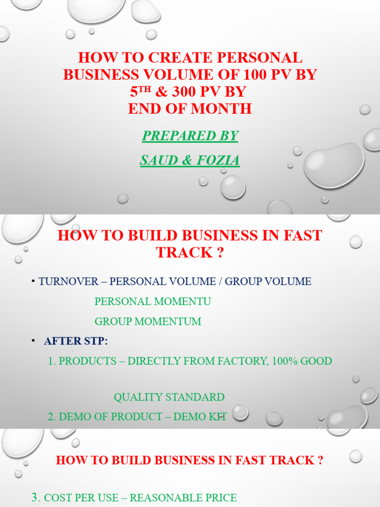 Achieving 300 PV in Amway Business | PDF | Financial Economics | Market ...