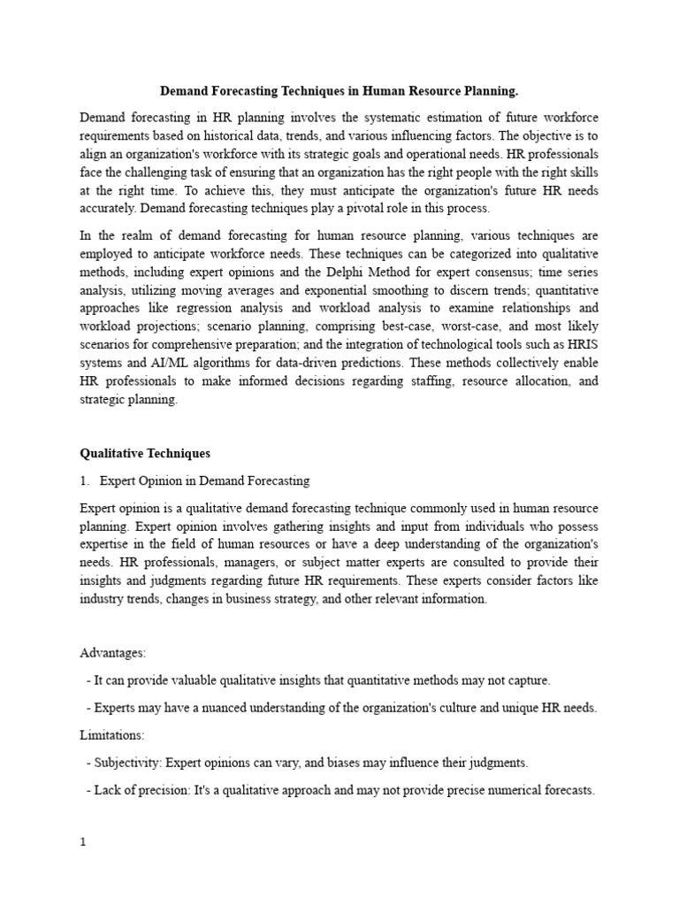 Demand Forecasting Techniques in Human Resource Planning. | Download ...