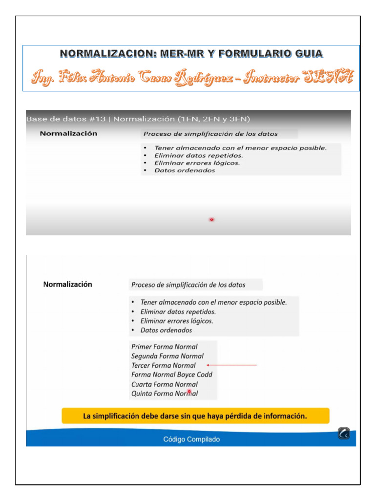 Clase Normalización MER MR Formulario (Ok) | PDF | Cibernética | Gestión de datos