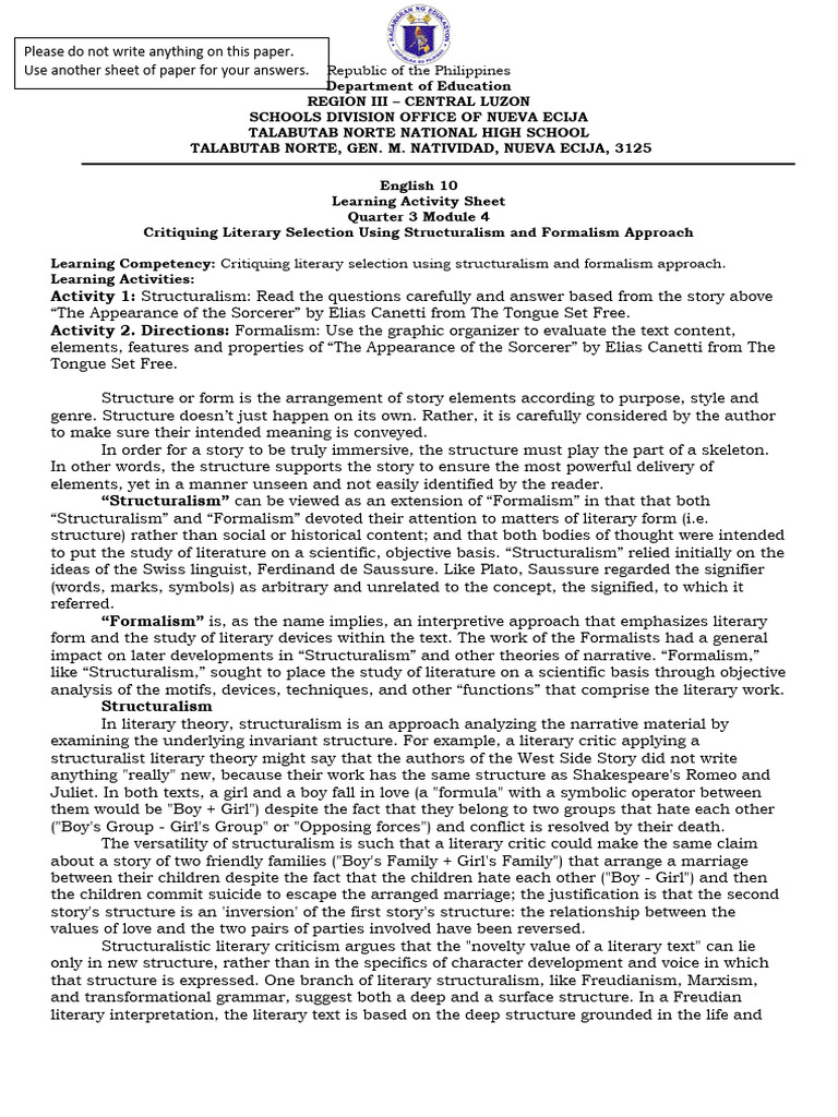 Structuralism & Formalism in Literary Critique | PDF | General Fiction