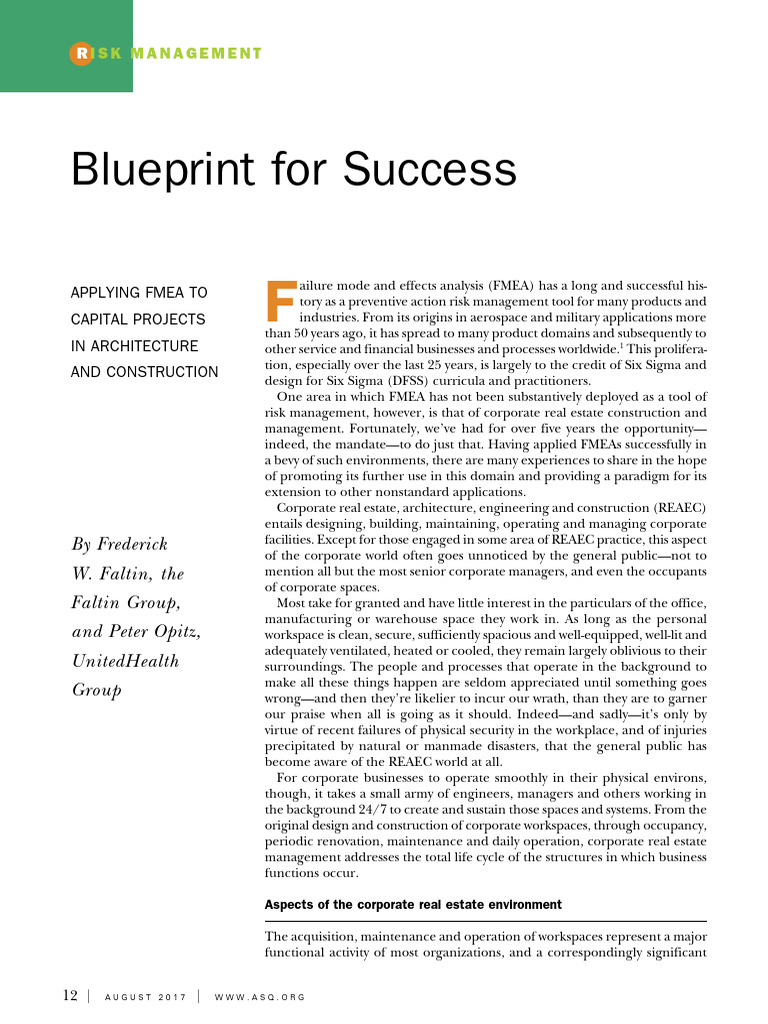 Blueprint For Success | PDF | Risk | Risk Management