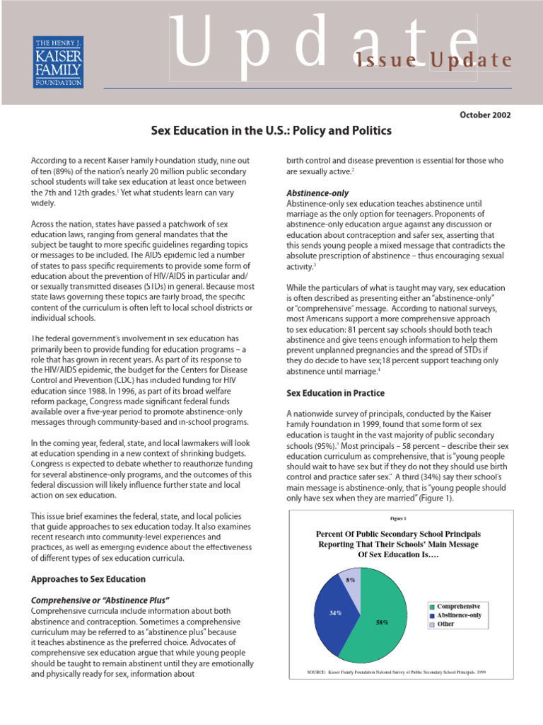 Sex Education in The U S Policy and Politics | PDF | Sex Education ...