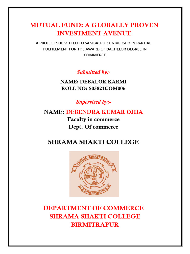 Project On Mutual Fund | PDF | Investment Fund | Mutual Funds