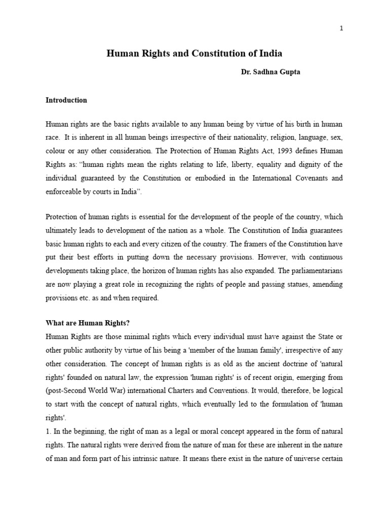 Human Rights and Constitution of India | PDF | Human Rights | Justice