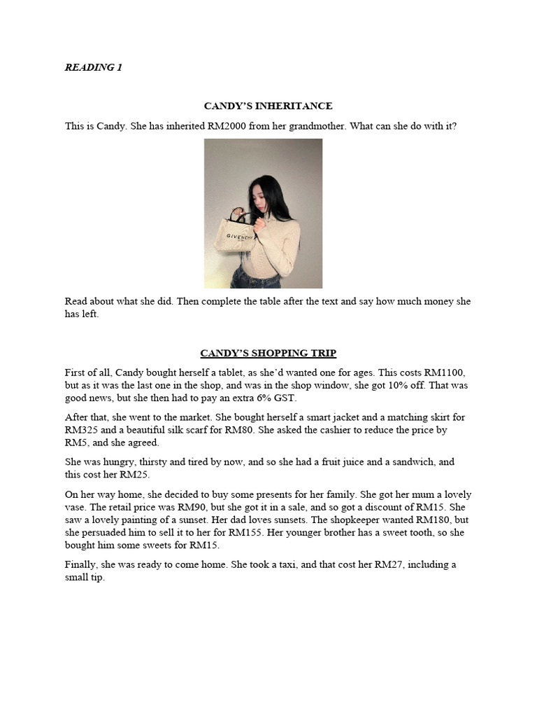 Reading - Candy Shopping Trip | PDF