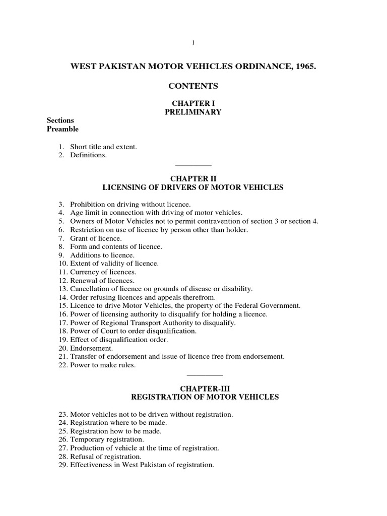 Motor Vehicle Ordinance 1965 (Update 29-07-2021) | PDF | License | Vehicles