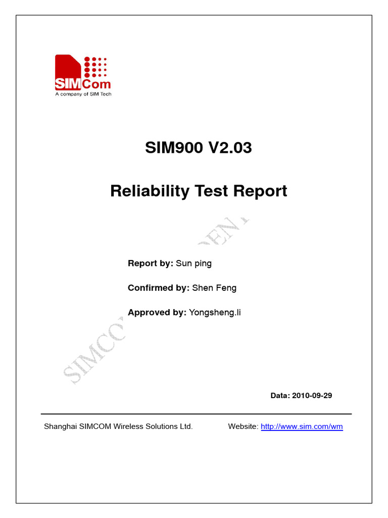 Sim900 Reliability Test Report | PDF | Reliability Engineering ...