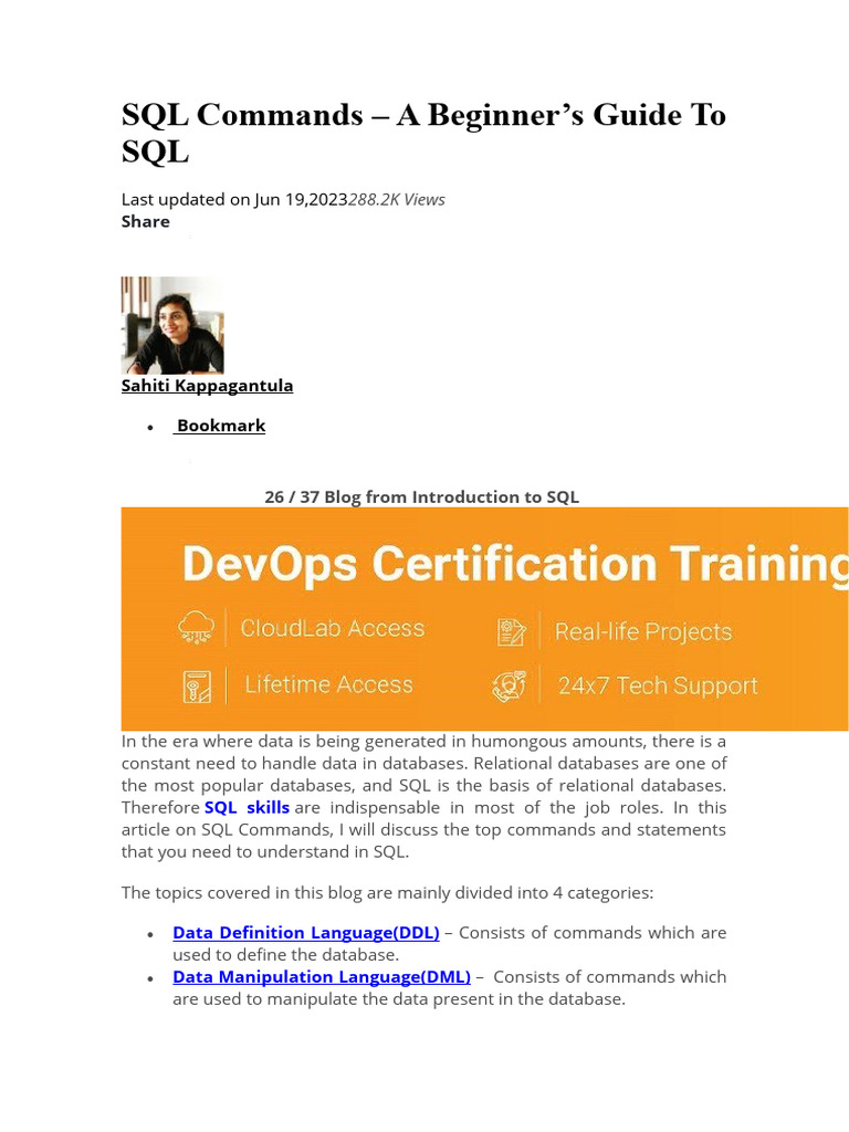 SQL Commands | PDF | Database Index | Relational Database
