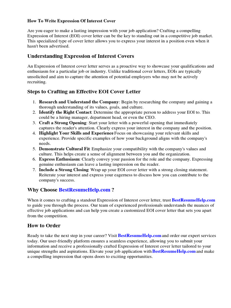How To Write Expression of Interest Cover Letter | PDF | Résumé | Http ...