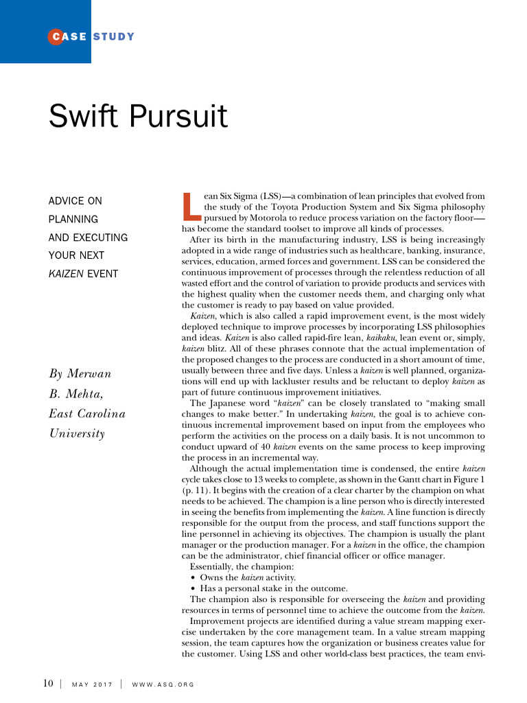 Swift Pursuit | PDF | Lean Manufacturing | Six Sigma