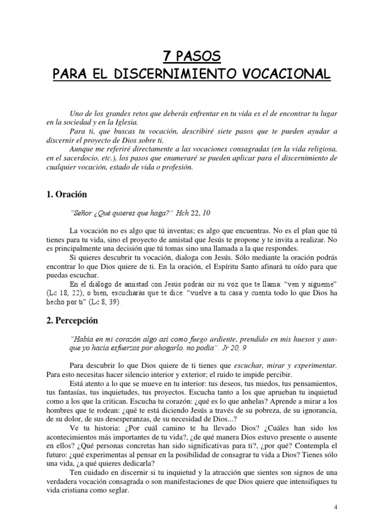 7 Pasos para El Discernimiento Vocacional | PDF | Oración | Jesús