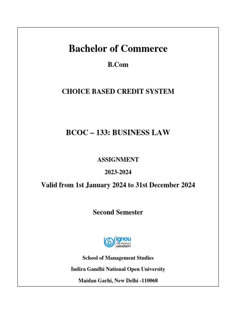Bcoc 133 | Download Free PDF | Course Credit | Common Law Bcoc 133 | Download Free PDF | Course Credit | Common Law