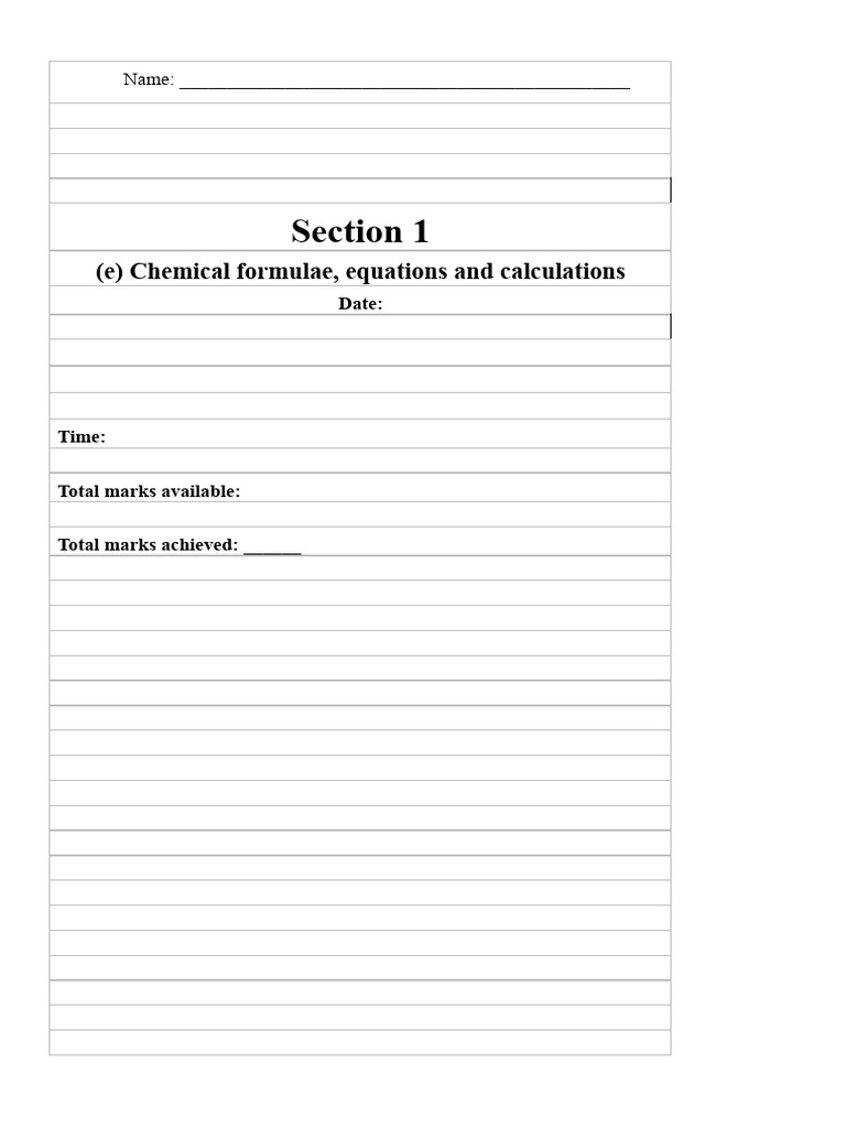 (E) Chemical Formulae, Equations and Calculations - Exam Questions ...
