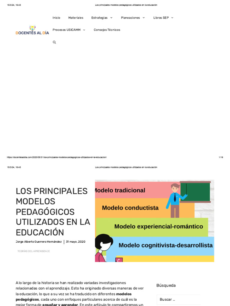 Los Principales Modelos Pedagógicos Utilizados en La Educación | PDF