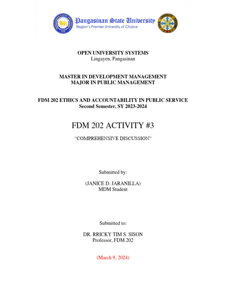 FDM 202 Sow Activity 3-Janice Jaranilla | PDF | Integrity | Autonomy