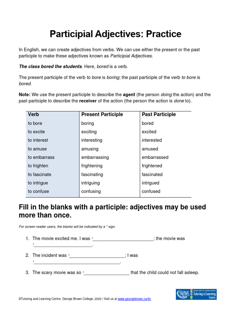 Participial Adjectives 1 | PDF | Language Mechanics | Languages