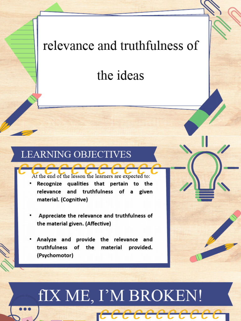 Relevance and Truthfulness of Ideas Autosaved | PDF | Career & Growth ...